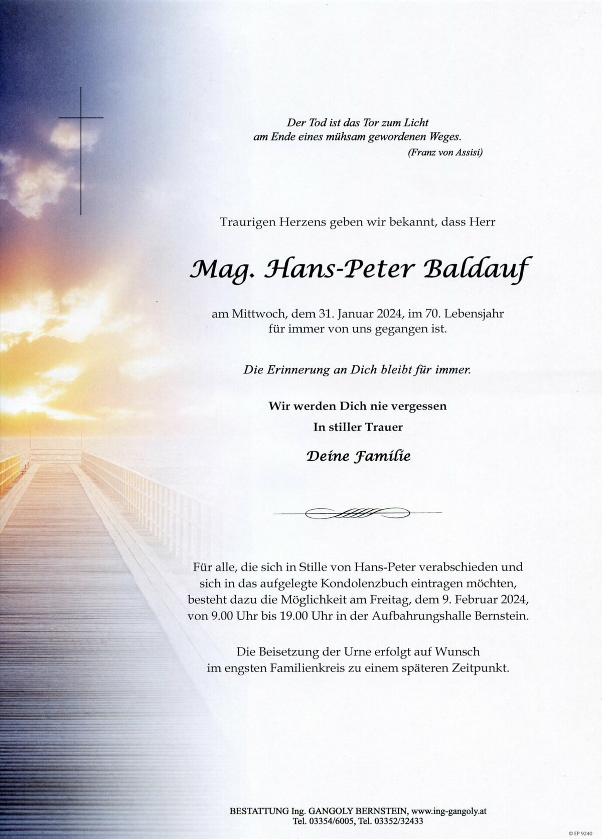 Bestattung und Möbelbau Gangoly: Sterbefälle